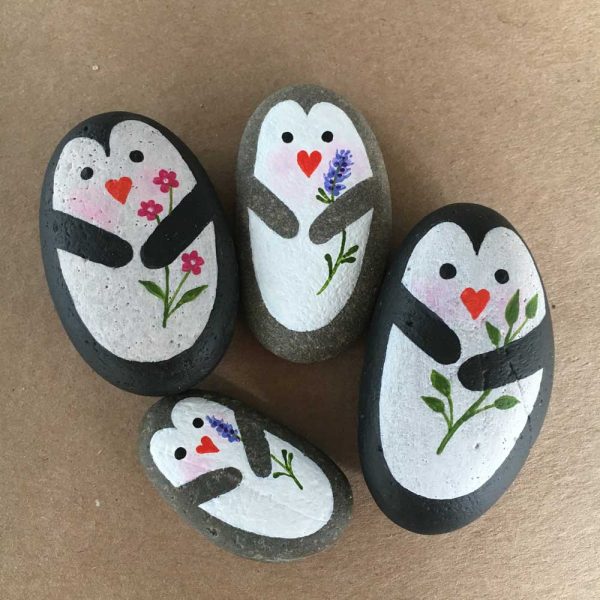 Painted Penguin rocks - Rock Paint